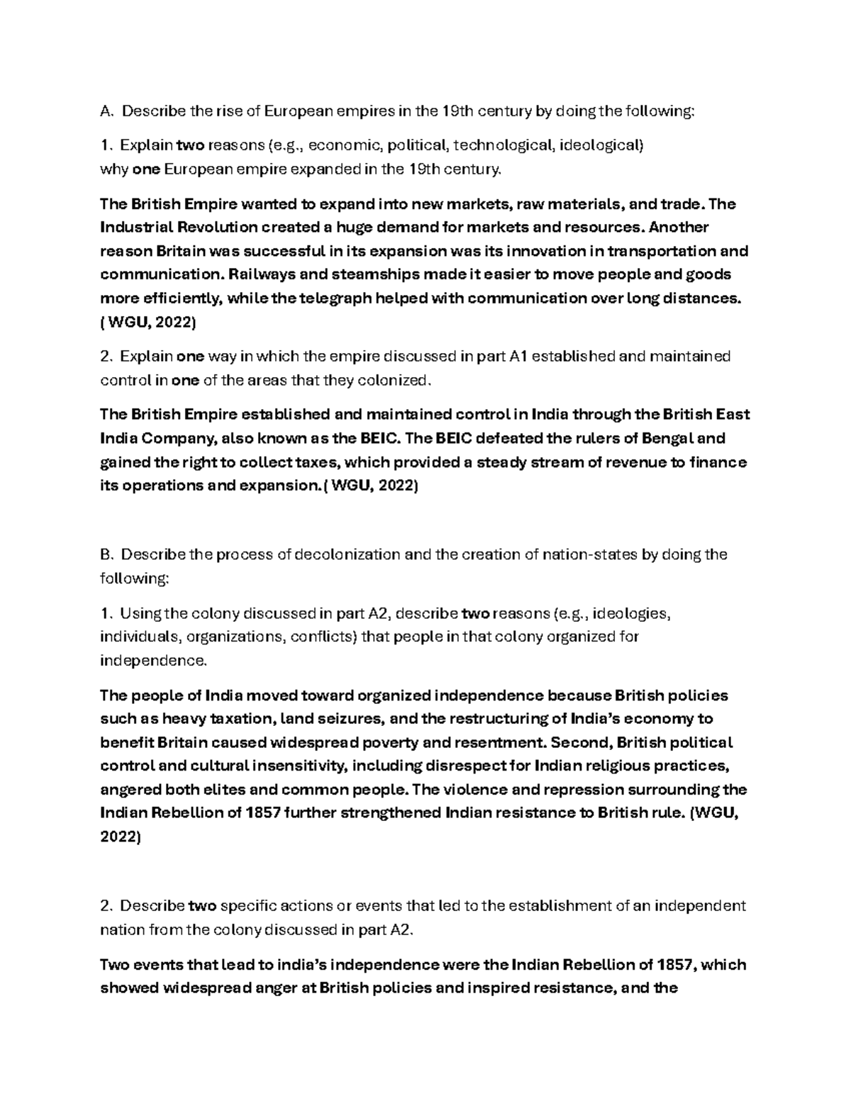WGU 2022: Rise and Fall of European Empires - A Study on British ...