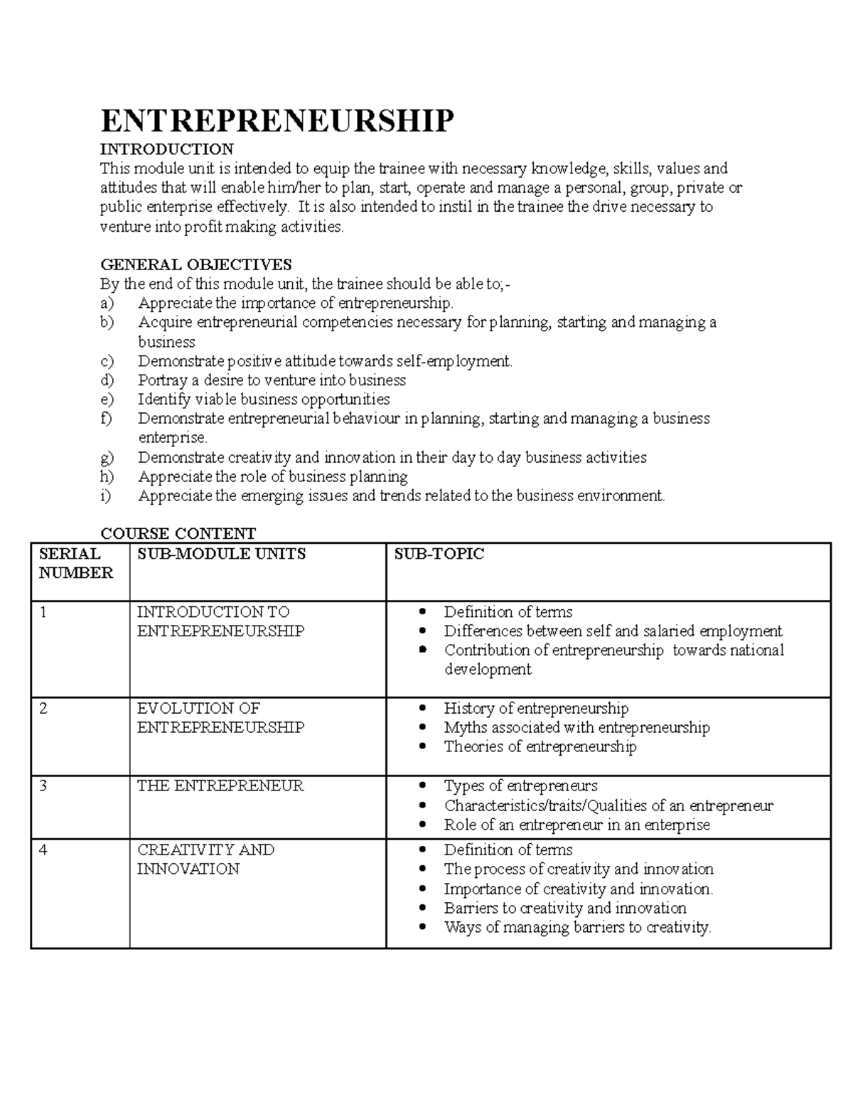 Entrepreneurship Module Notes 2022: Key Concepts & Insights - Studocu