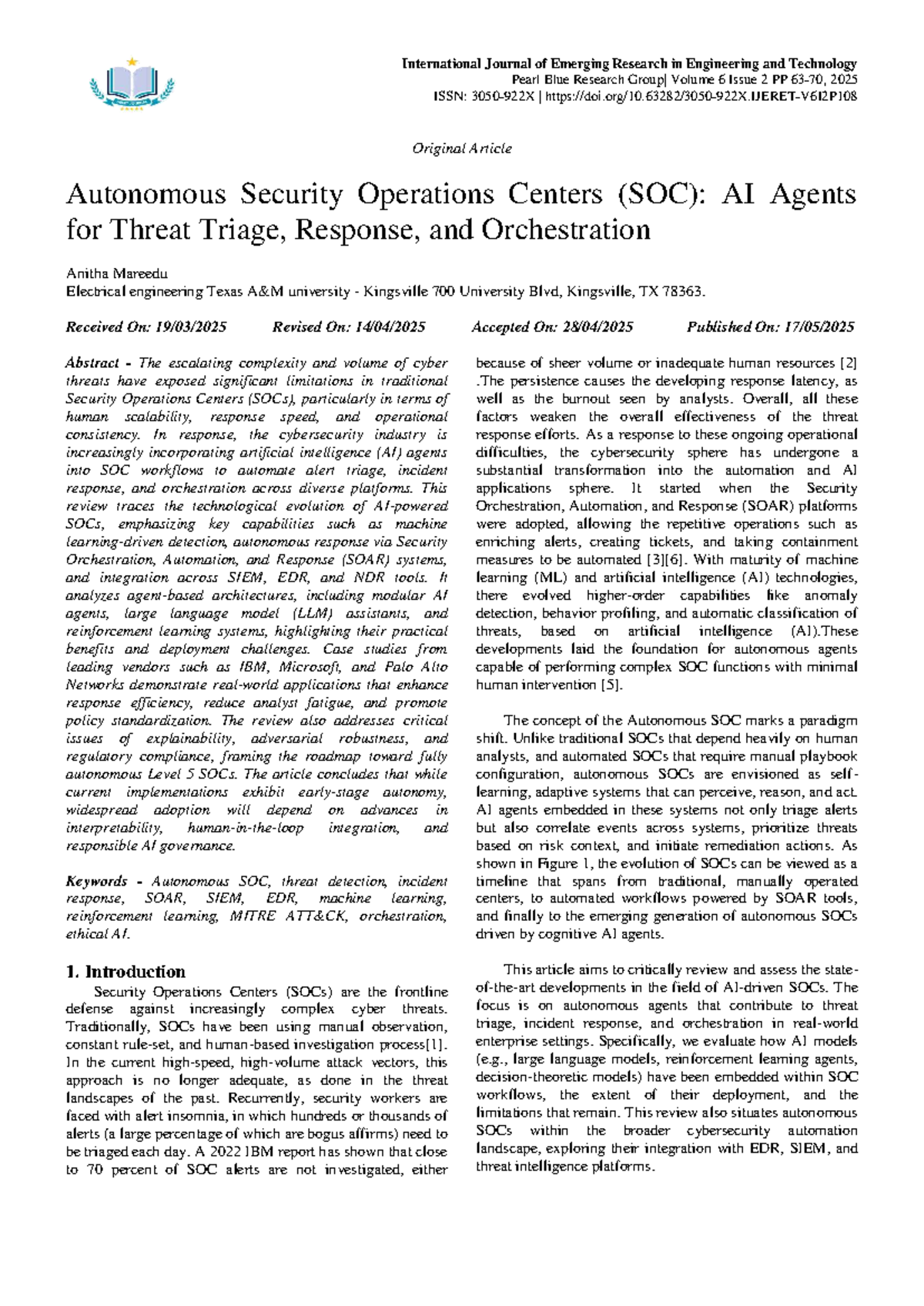 Autonomous Security Operations Centers (SOC): AI Agents for Threat ...