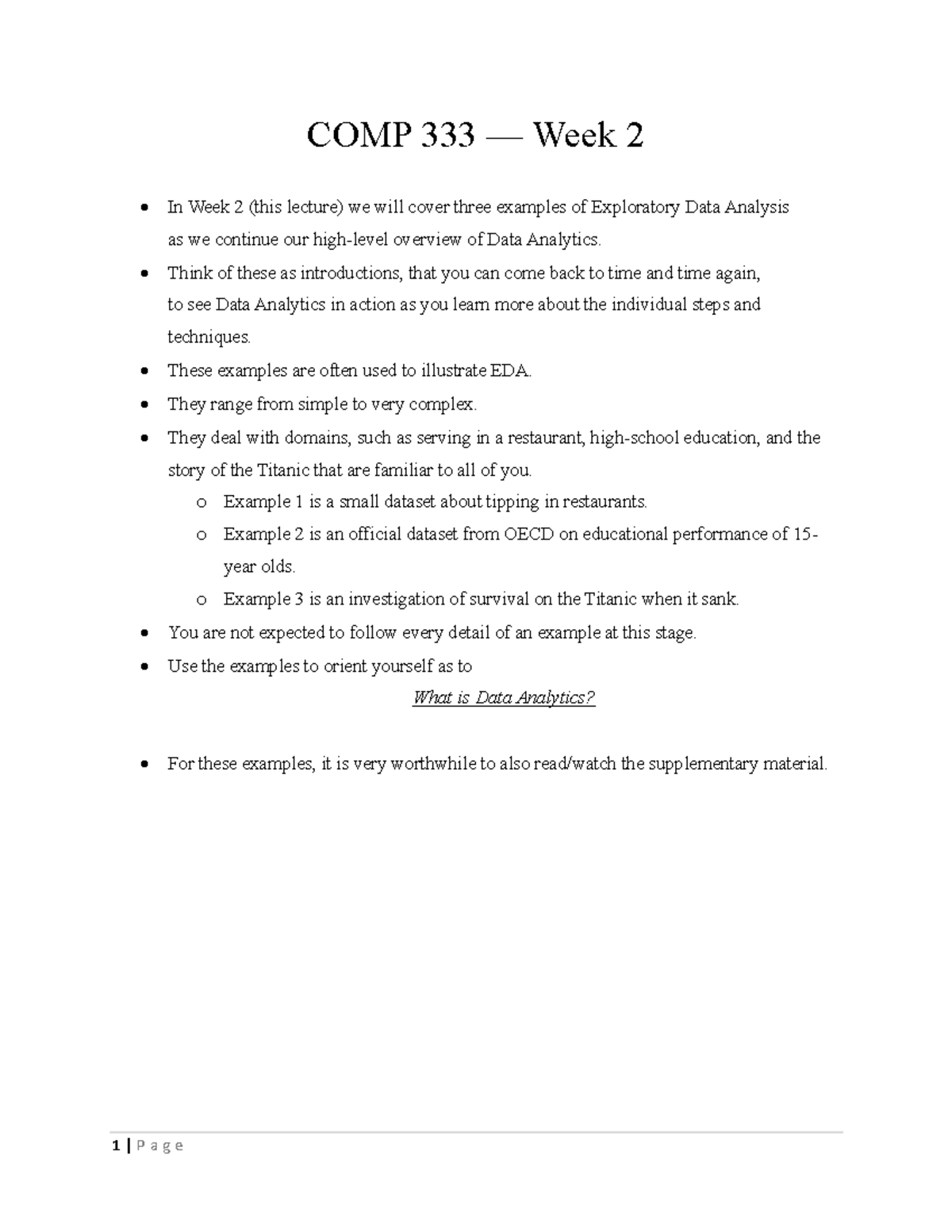 COMP 479 Week 2 Lecture Notes: Exploratory Data Analysis Examples - Studocu