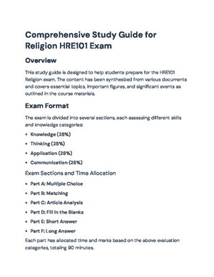 Religion - Grade: 9 - High School - Canada - Studocu