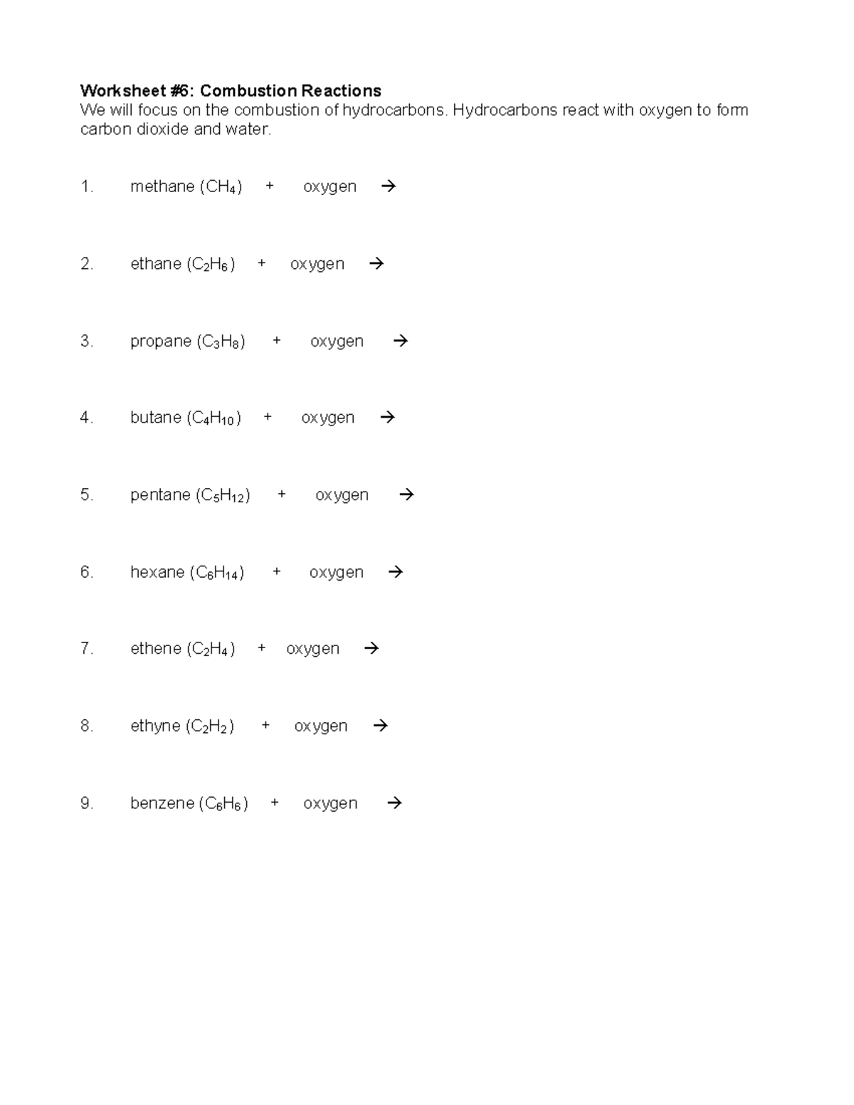 Combustion Reaction Worksheet Synthesis Reactions And Decomposition