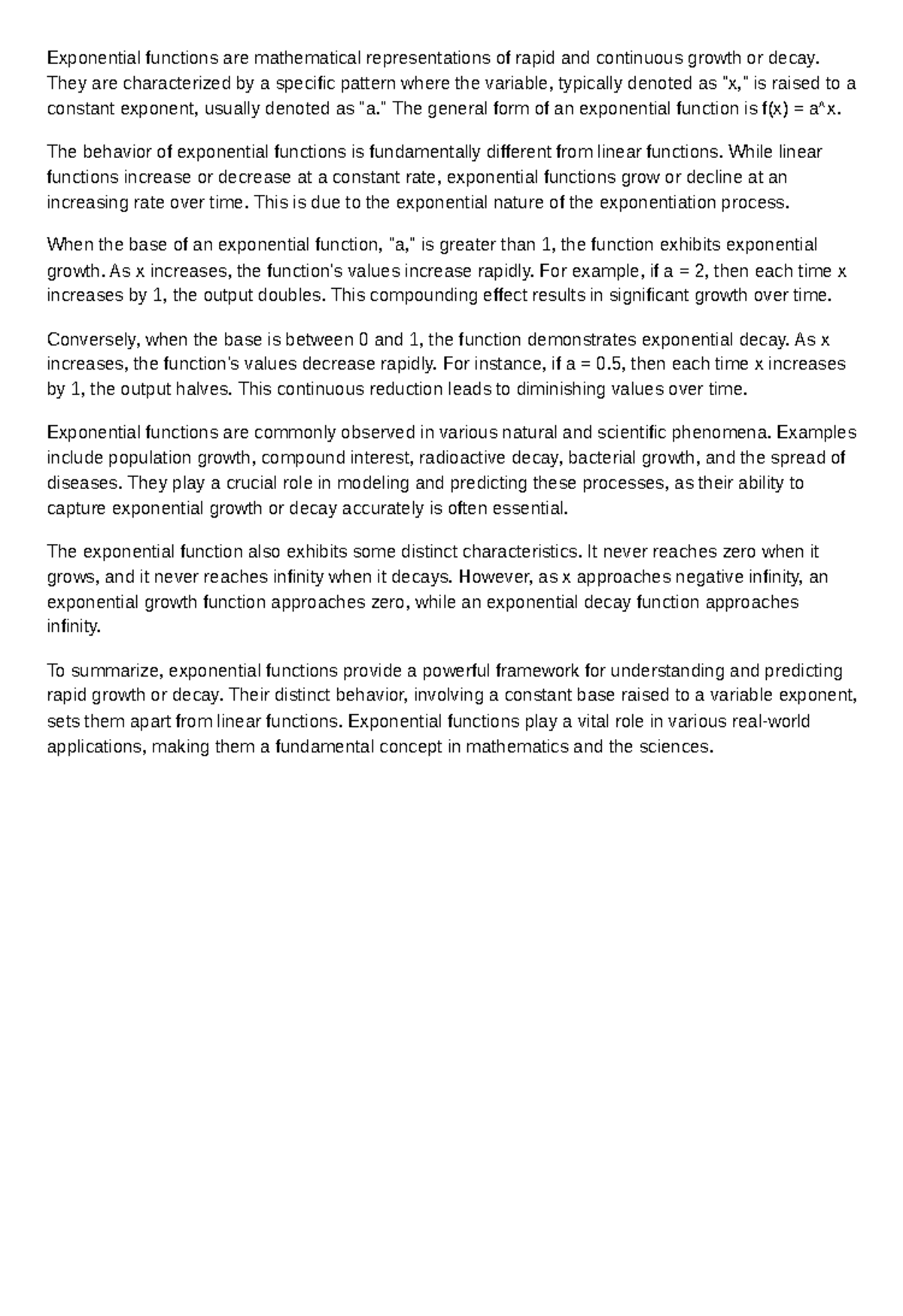 MATH 101: Understanding Exponential Functions and Their Applications ...