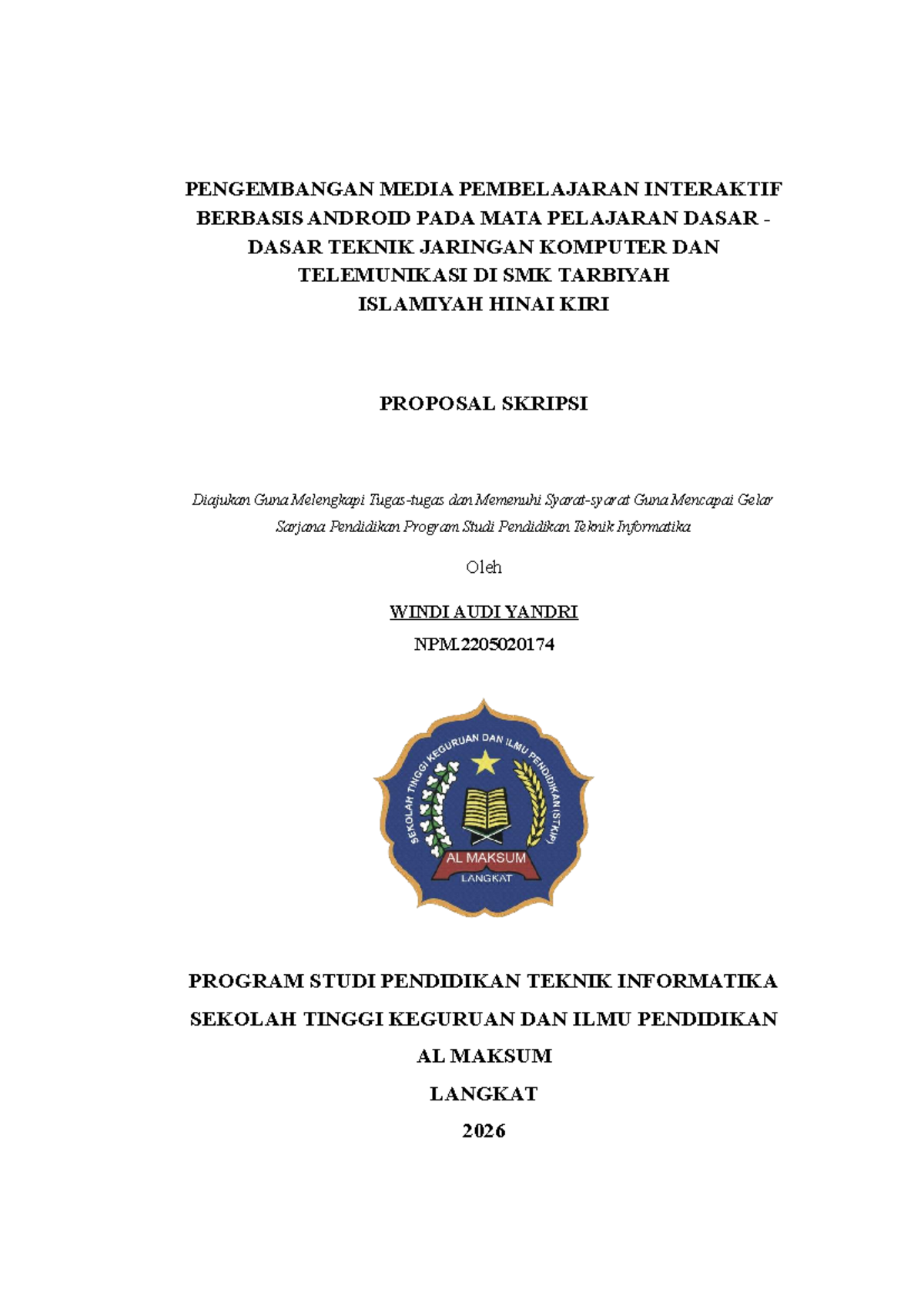 Proposal Skripsi: Media Pembelajaran Interaktif Android pada Dasar ...