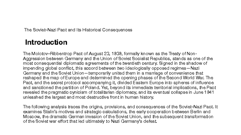 Nazi-Soviet Pact of 1939: Historical Implications and Consequences ...