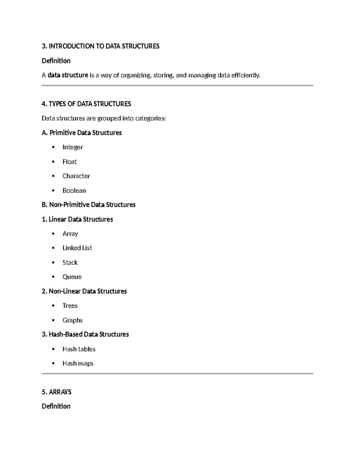 Data Structures Notes Cs101 Comprehensive Overview And Types Studocu