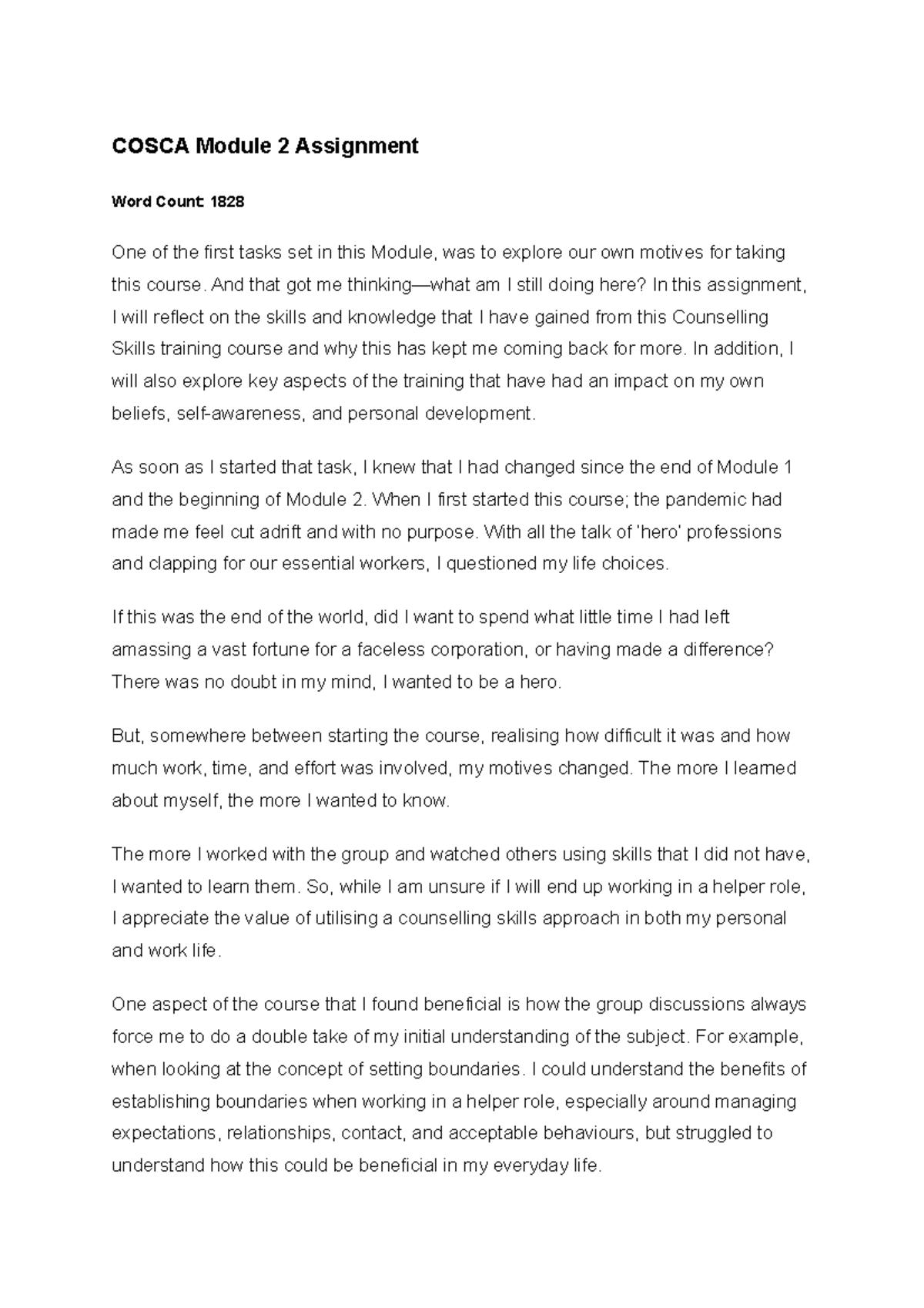 Cosca Module 2 Assignment - COSCA Module 2 Assignment Word Count: 1828 ...