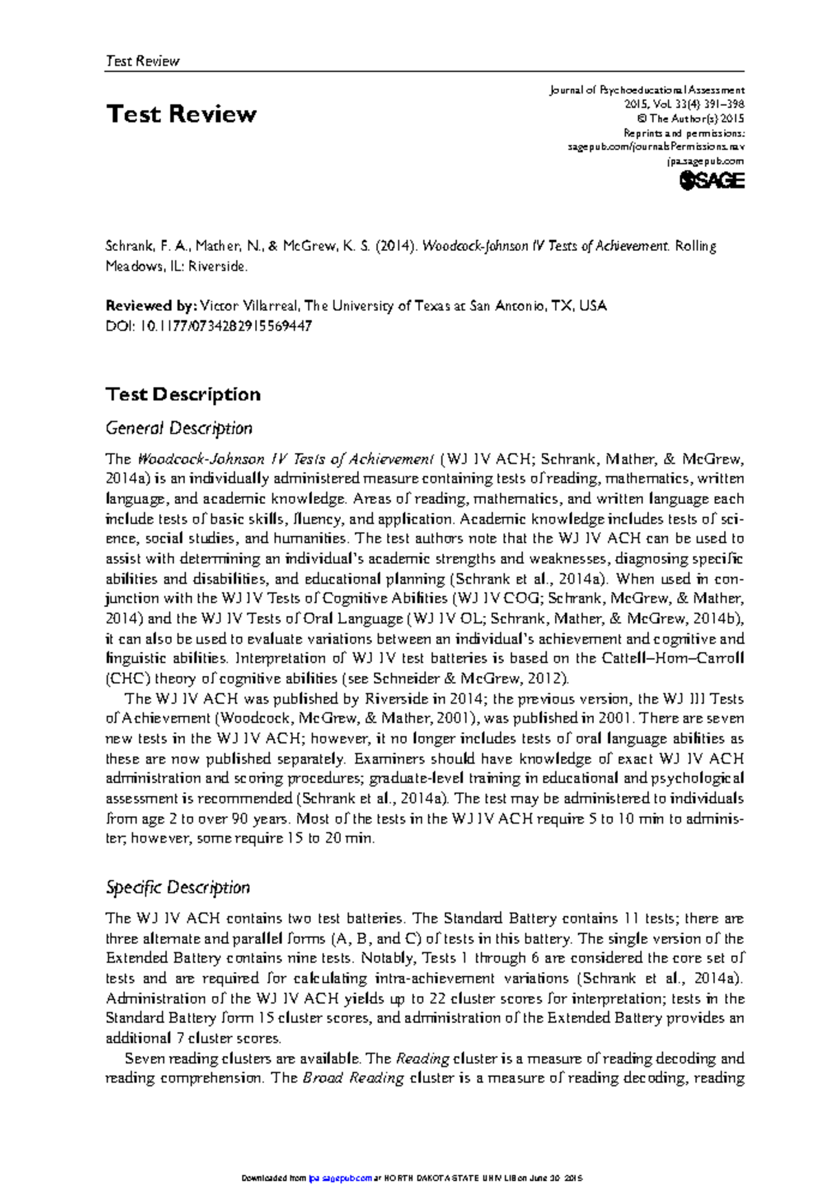 7. Examining the Woodcock-Johnson IV Tests of Achievement (WJ IV ACH ...