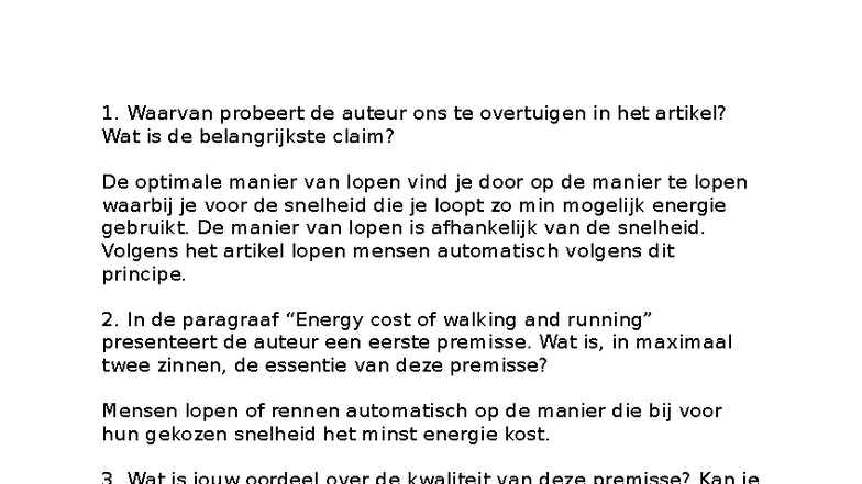 IBWSB Opdracht 2B: Analyse van Energieverbruik bij Lopen - Studeersnel
