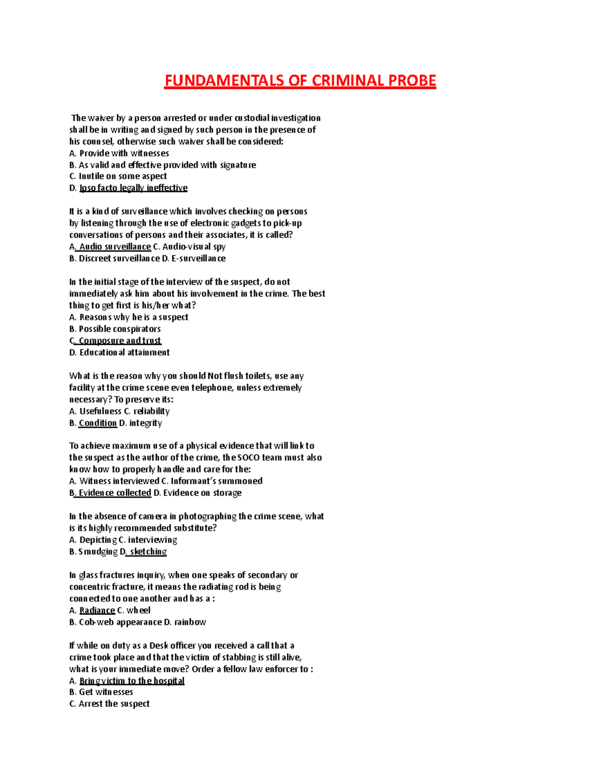 Fundamentals OF Criminal Probe - FUNDAMENTALS OF CRIMINAL PROBE The ...