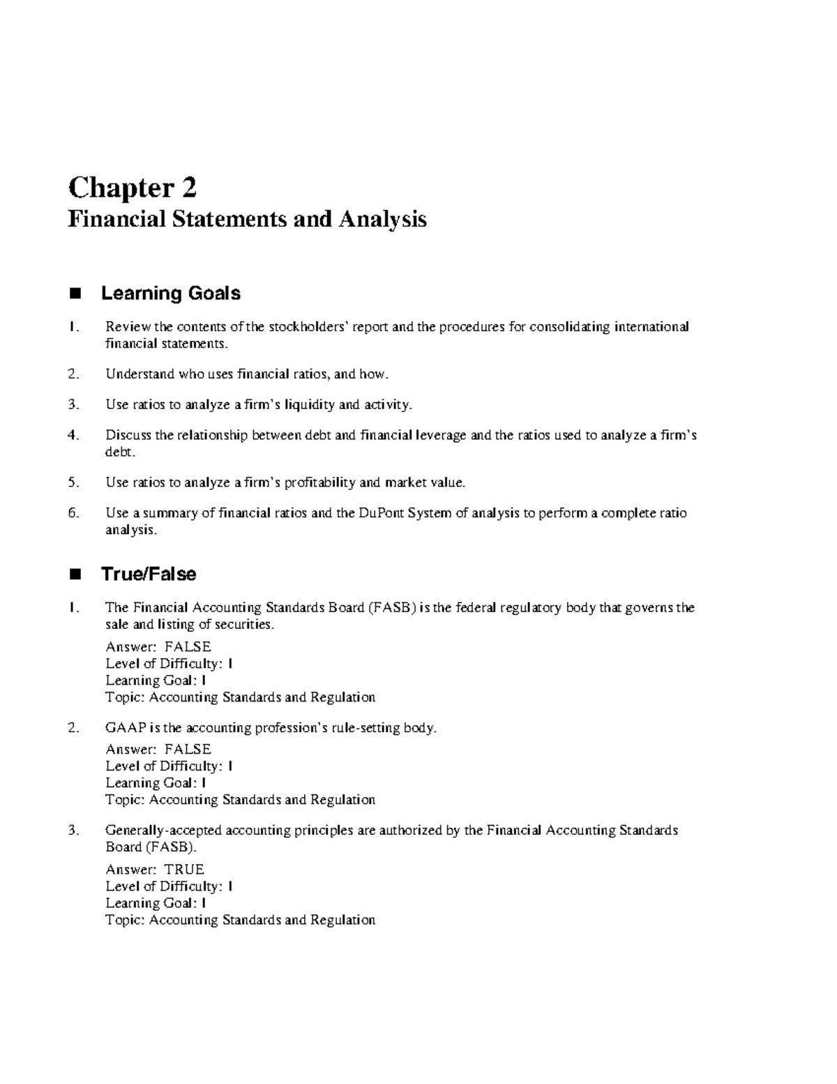 Chapter 2 - Financial Statement Analysis (FIN 101) Insights and ...