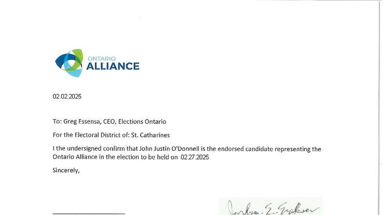 Ontario Alliance Candidate Nomination - St. Catharines ED 2025 - Studocu