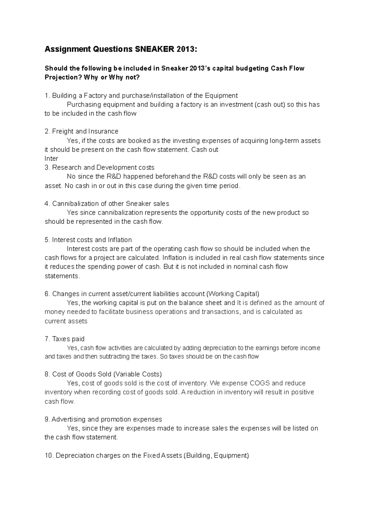 Assignment Questions Sneaker 2013 - Assignment Questions SNEAKER 2013 ...