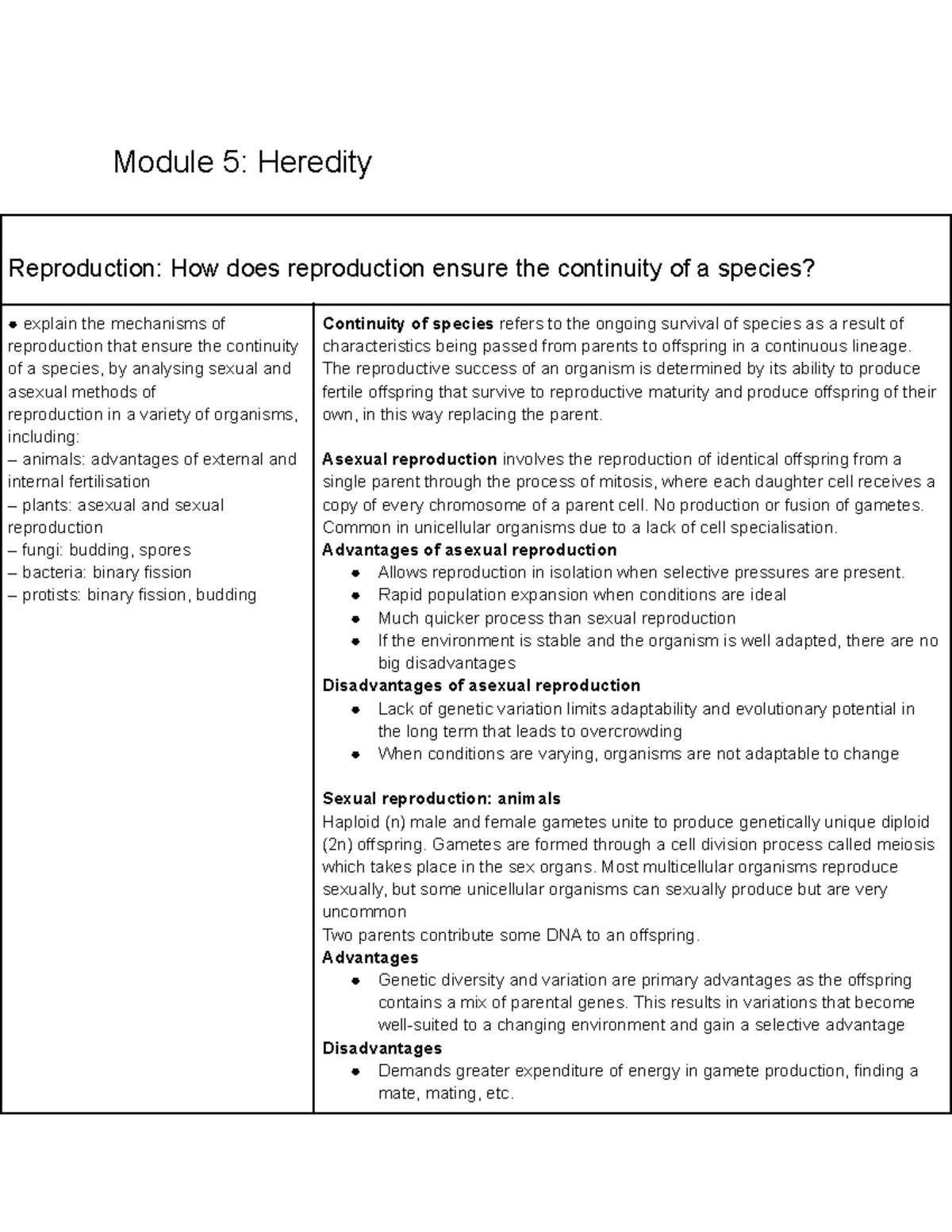 Biology Module 5: Heredity, Reproduction, and Genetic Continuity - Studocu