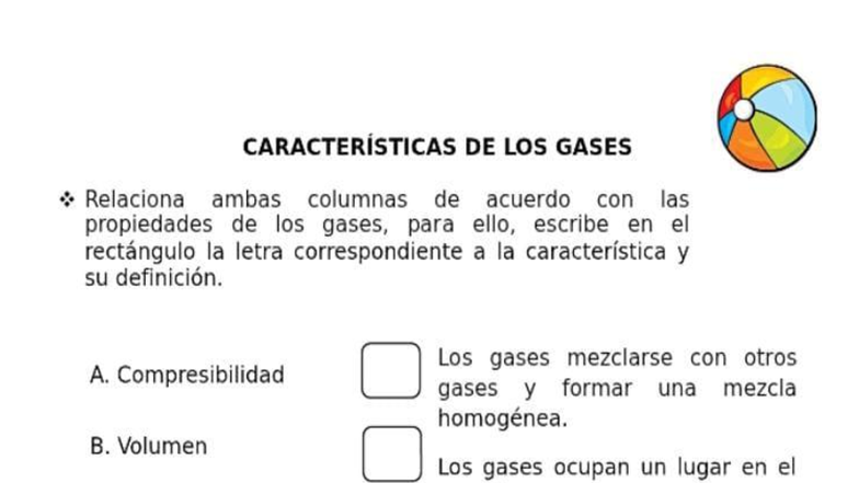 Caracteristicas de los gases - CARACTERÍSTICAS DE LOS GASES Relaciona ...