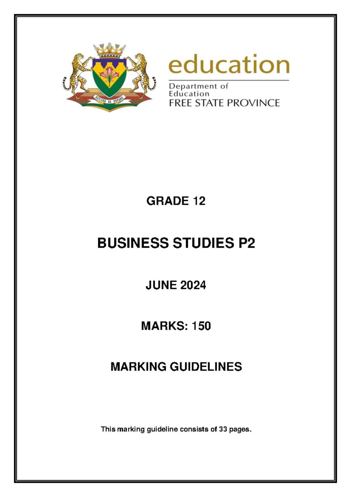 2024 BSTD GR 12 P2 JUNE EXAM - Marking Guideline (ENG) - GRADE 12 ...