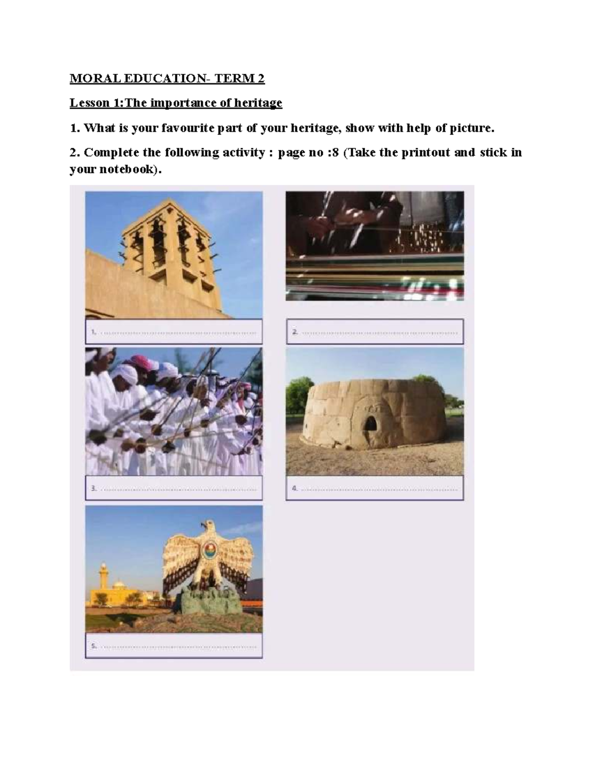 Moral Worsheet - good - social science - MORAL EDUCATION- TERM 2 Lesson ...