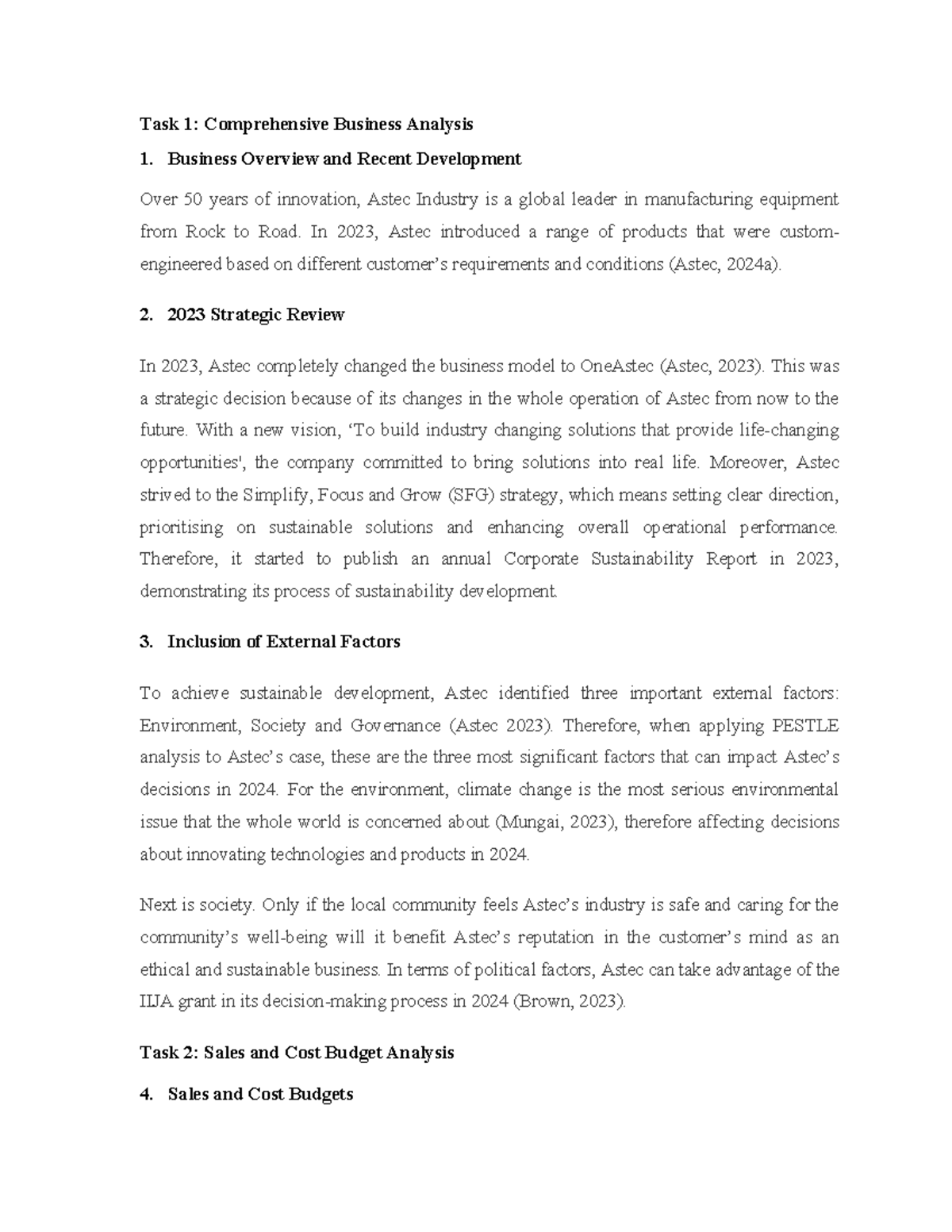 Assignment 1 Business Decision Making - Task 1: Comprehensive Business ...