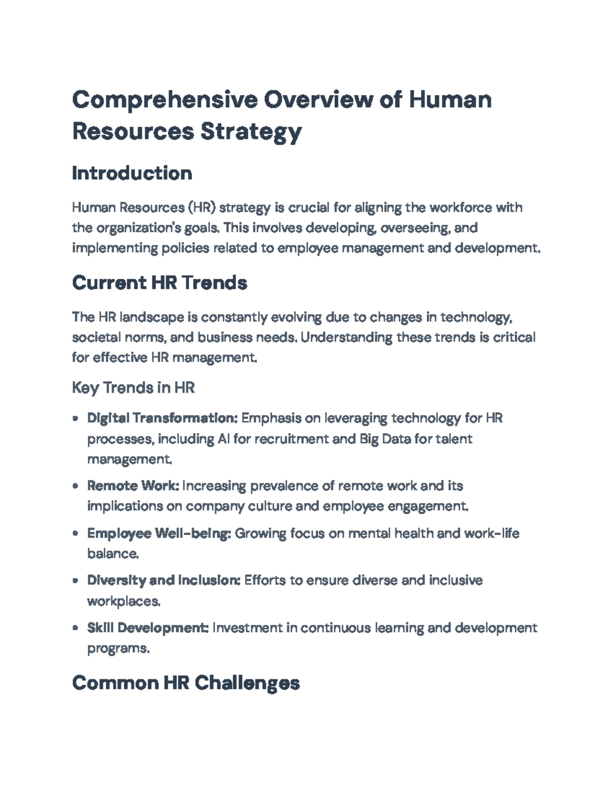 Human Resources Strategy Overview: Trends, Challenges, and ...