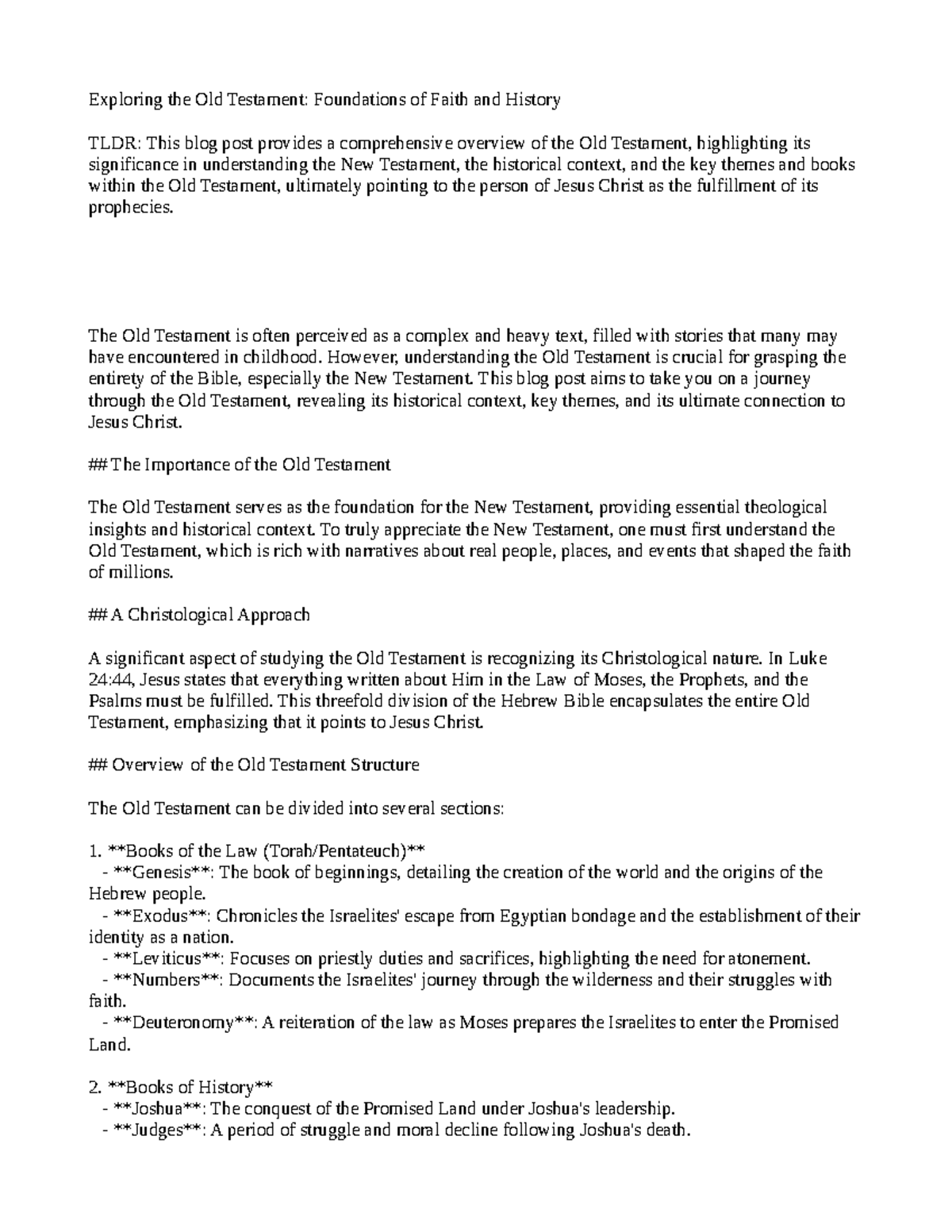 Survey of The Old Testament Lesson 01 - Exploring the Old Testament ...