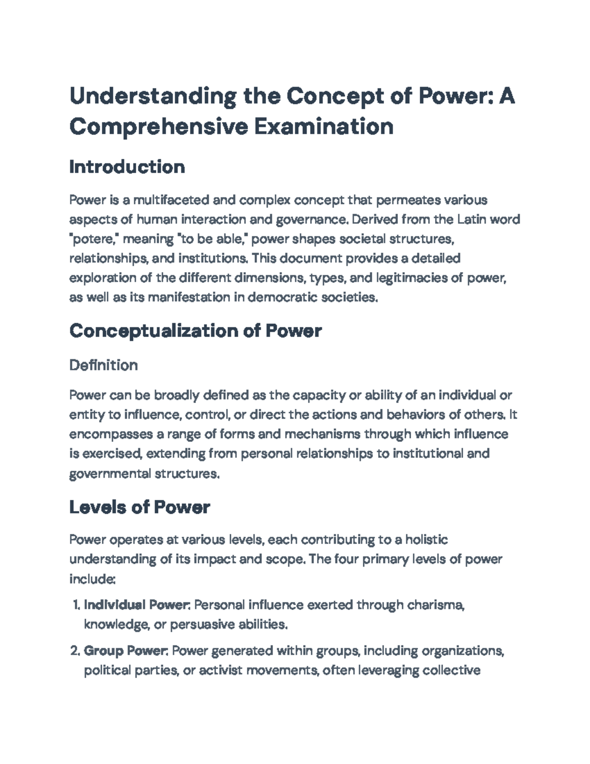 Understanding the Concept of Power: Types, Levels, and Legitimacy ...