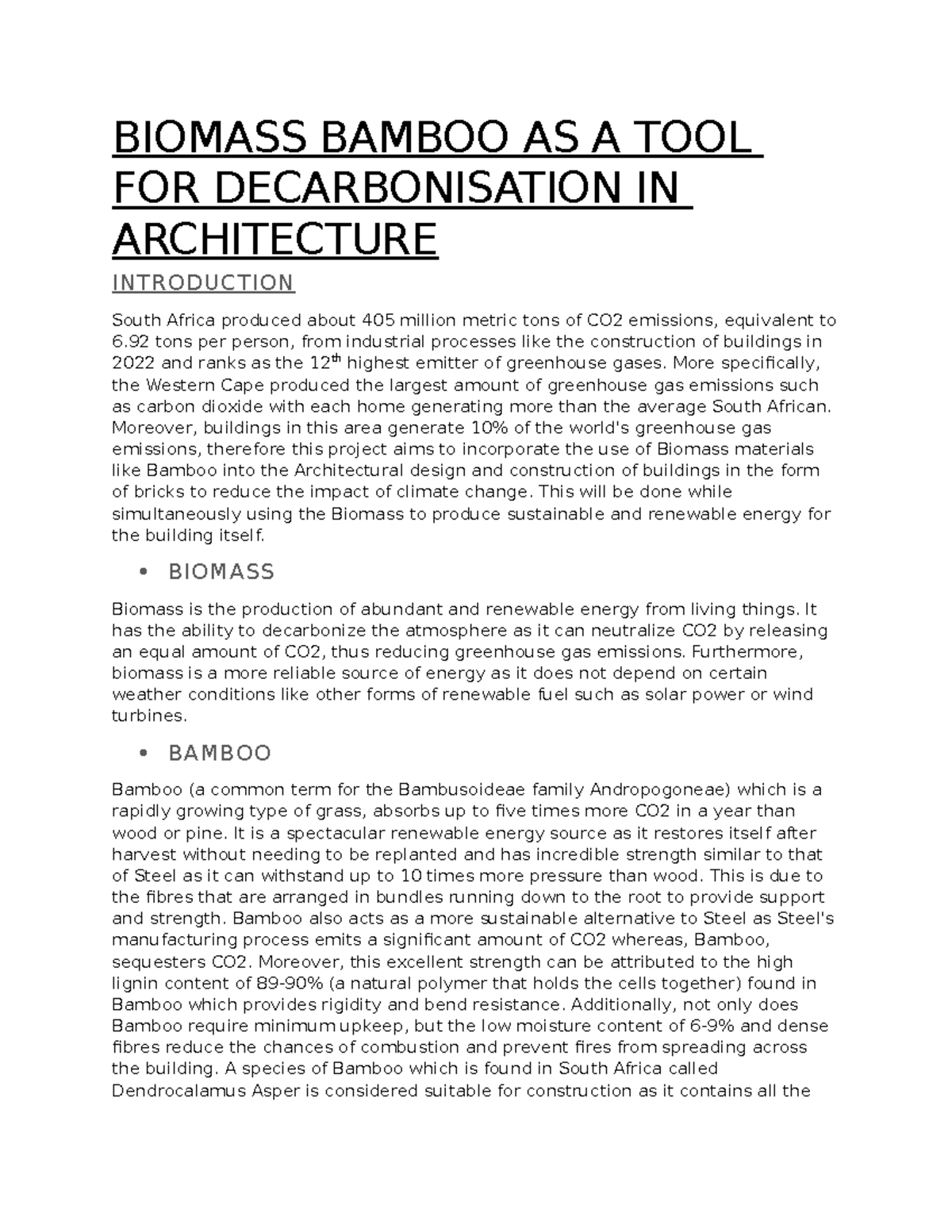 Biomass Bamboo AS A TOOL FOR Decarbonisation IN Architecture - BIOMASS ...