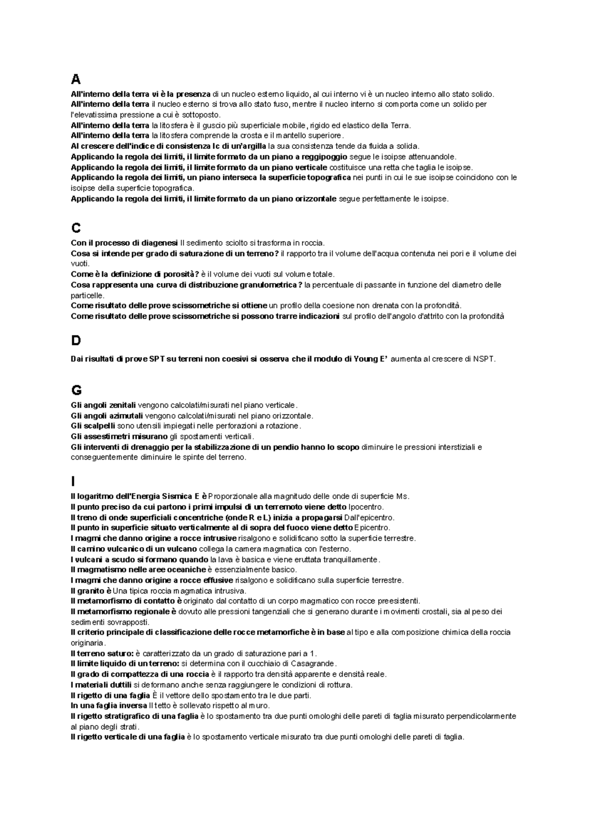 Geologia: Glossario Alfabetico di Concetti Chiave con Prof. Cattoni ...