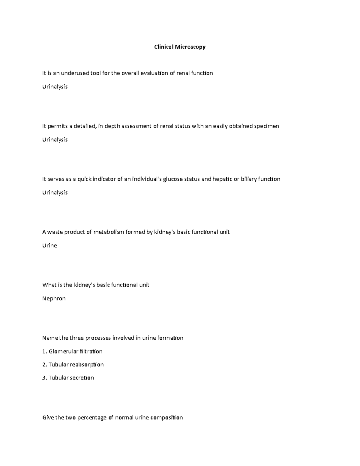 Clinical Microscopy (X-XXX): Comprehensive Urinalysis Review Guide ...
