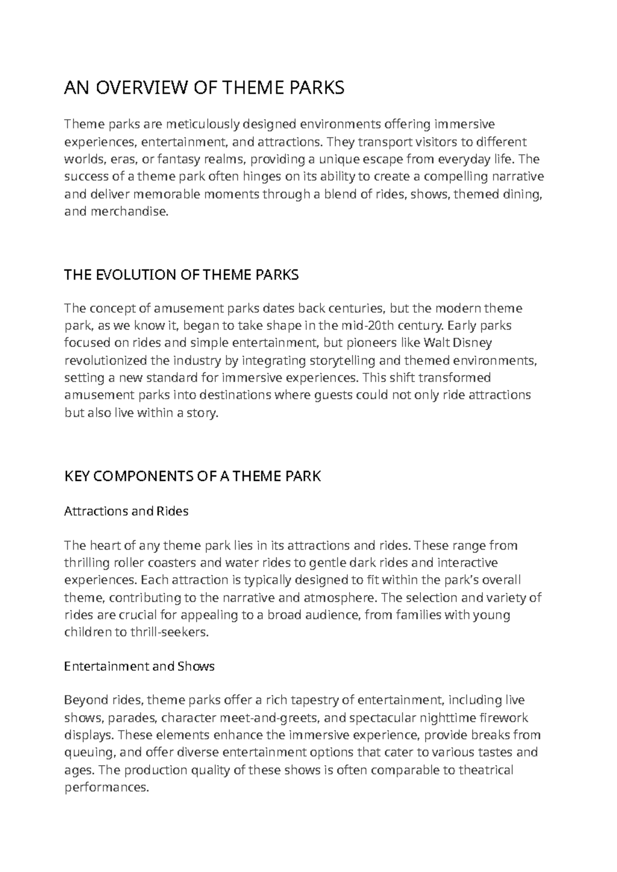 Exploring Theme Parks: An In-Depth Overview of Attractions and ...