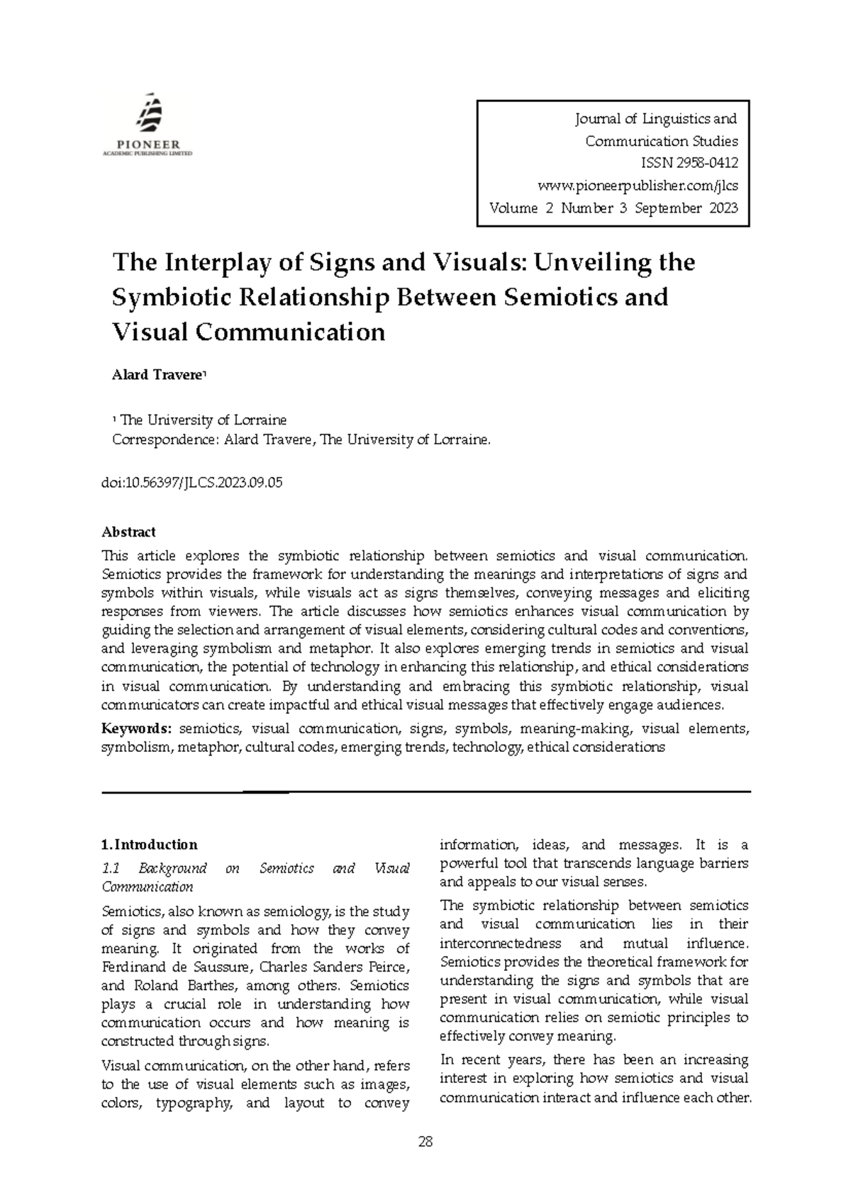 Exploring Semiotics and Visual Communication: Insights from JLCS 5-3435 ...