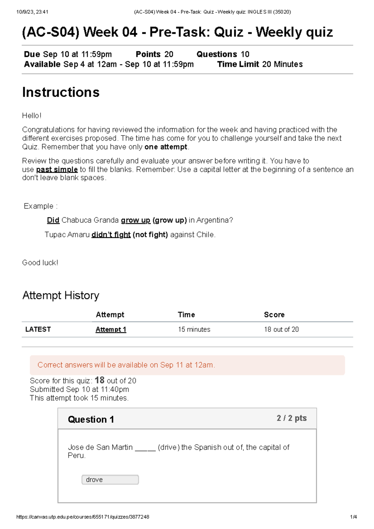 (AC-S04) Week 04 - Pre-Task Quiz - Weekly quiz Ingles III (35020) - (AC ...