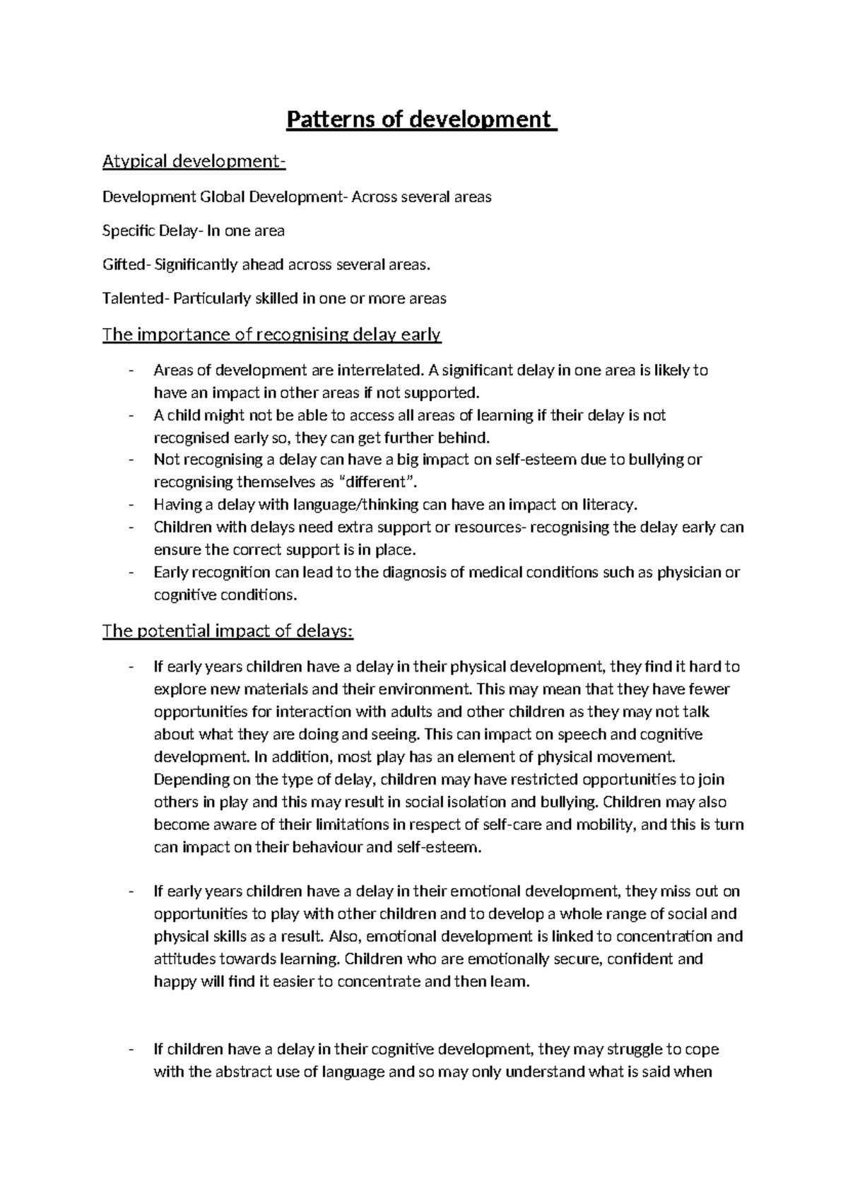 Patterns of development - Patterns of development Atypical development ...