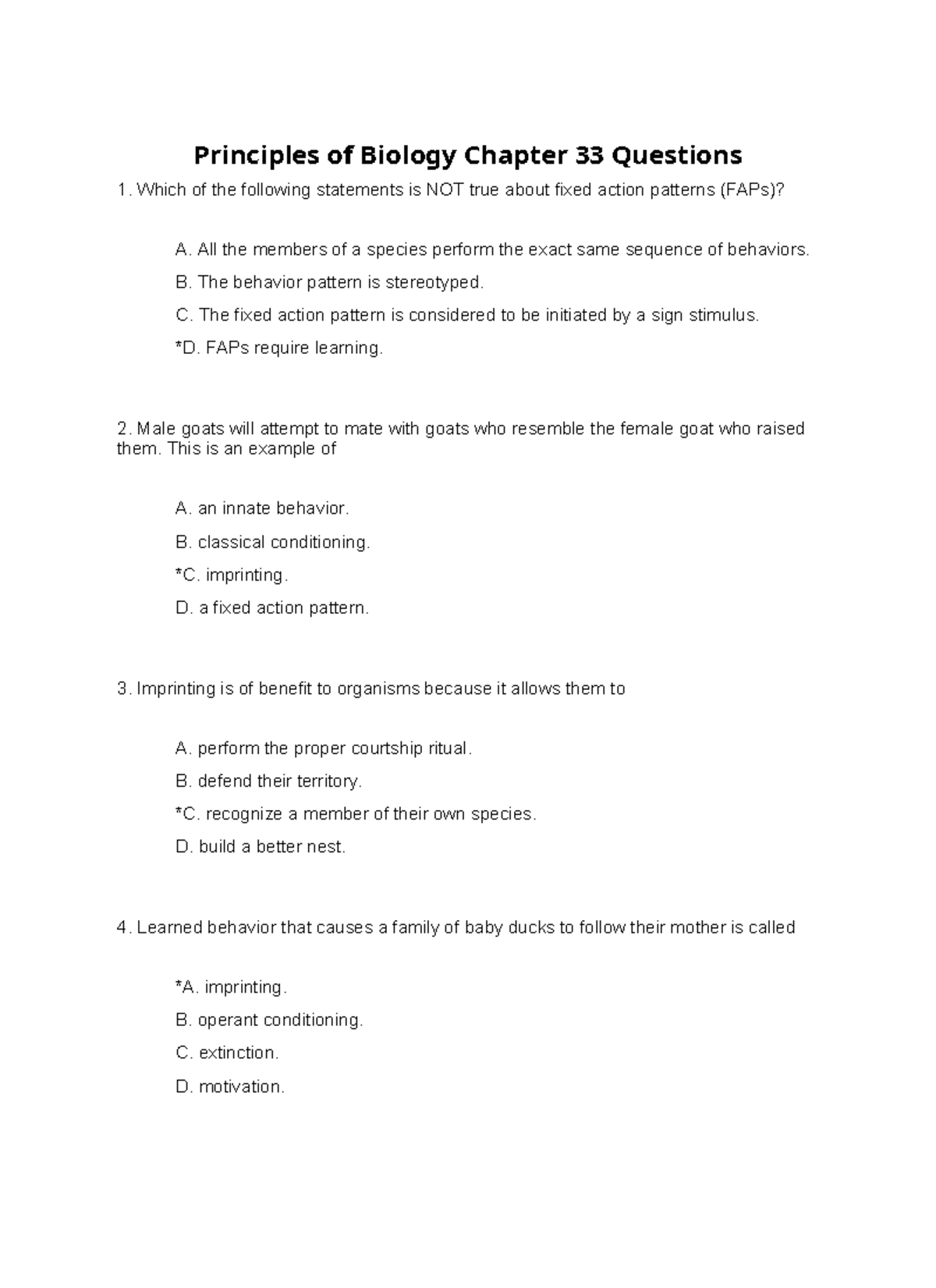 Principles of Biology CH33: Behavior & Genetic Relatedness Qs - Studocu