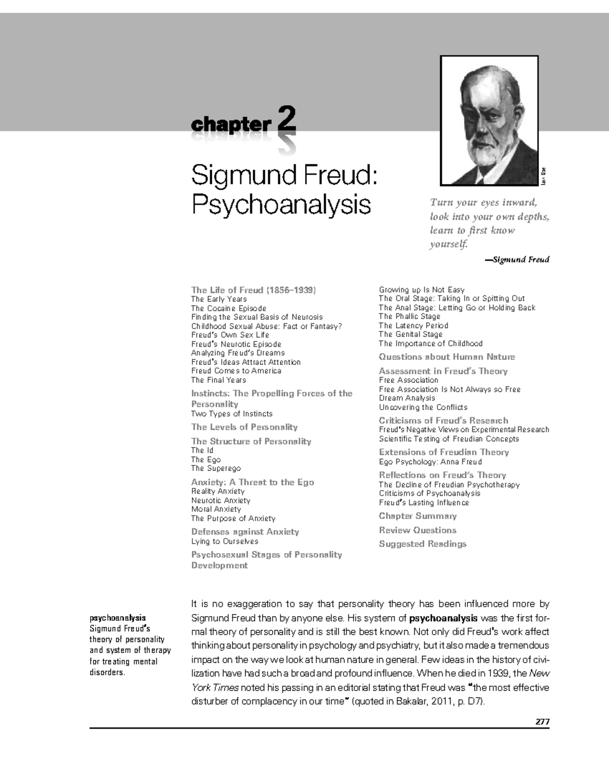 Chapter 2: Sigmund Freud's Psychoanalysis - Personality Theory (PSY 101 ...