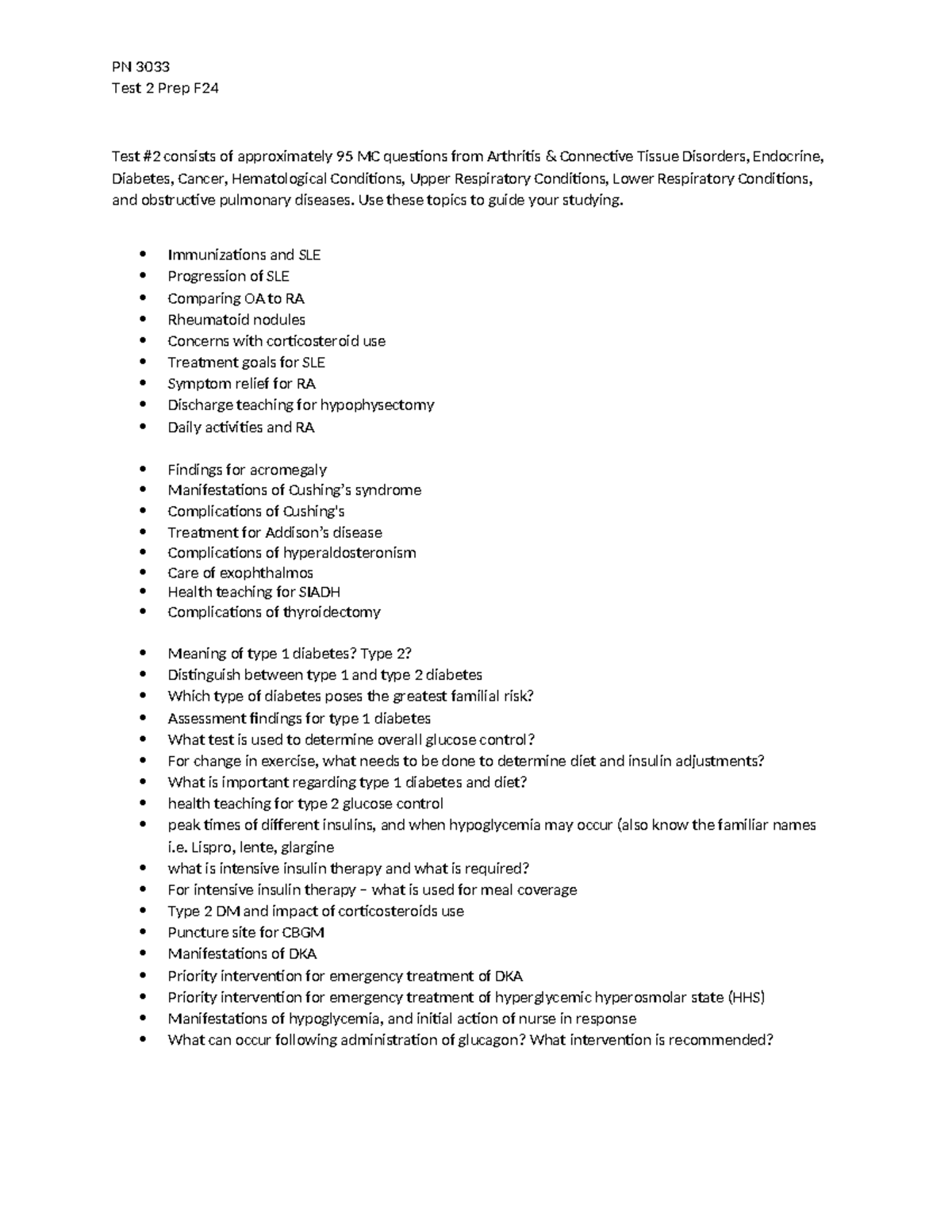 Test 2 Prep F24 - practical test questions - PN 3033 Test 2 Prep F Test ...