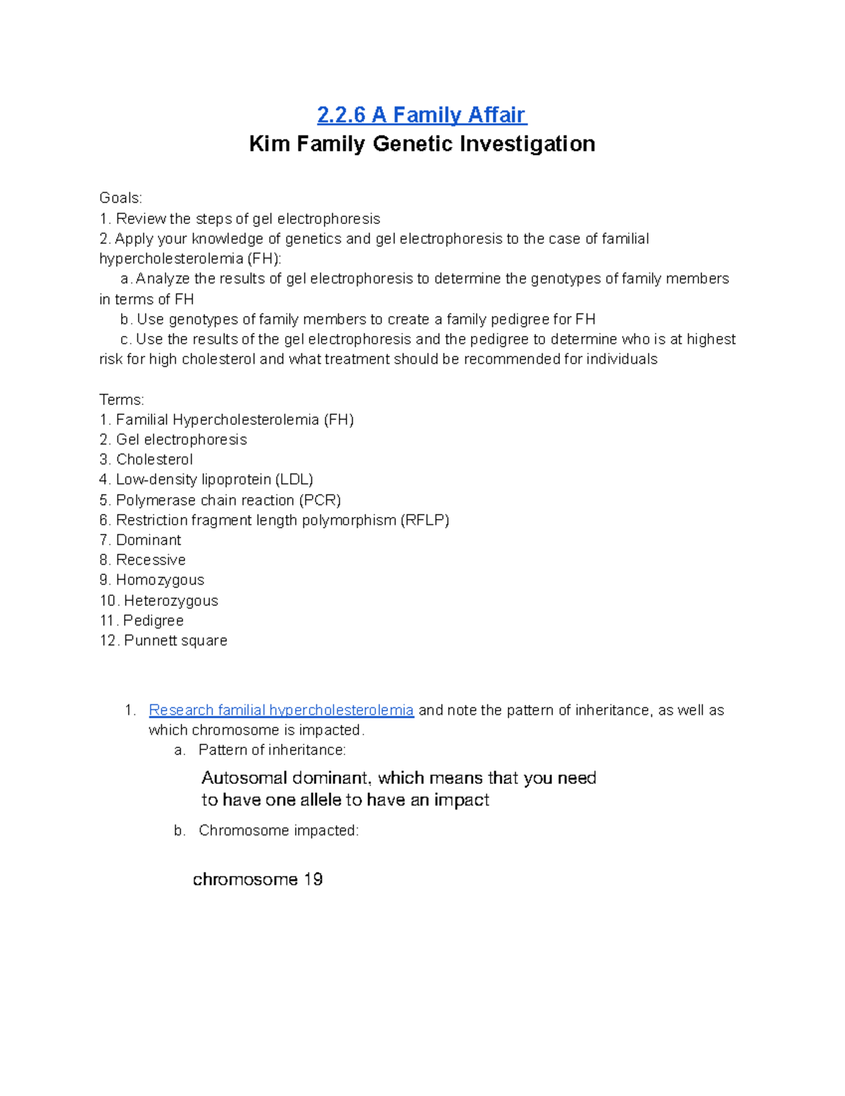 2.2.6 Kim Family Genetic Investigation: Familial Hypercholesterolemia ...