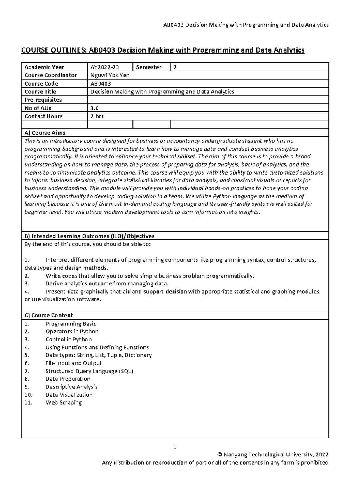 AB0403 - Decision Making with Programming & Data Analytics Syllabus ...