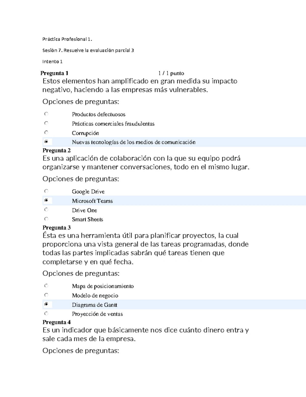 Práctica Profesional 1: Evaluación Parcial 1 - Intentos 1 y 2 - Studocu