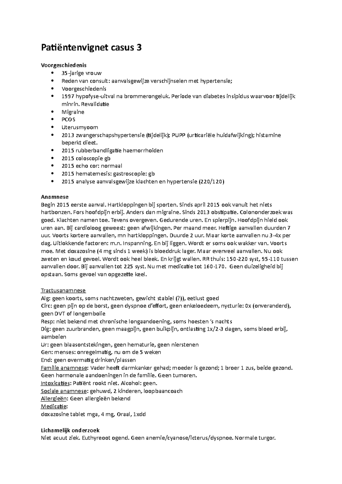 Patiëntenvignet Casus 3: Feochromocytoom en Behandelingsoverzicht ...