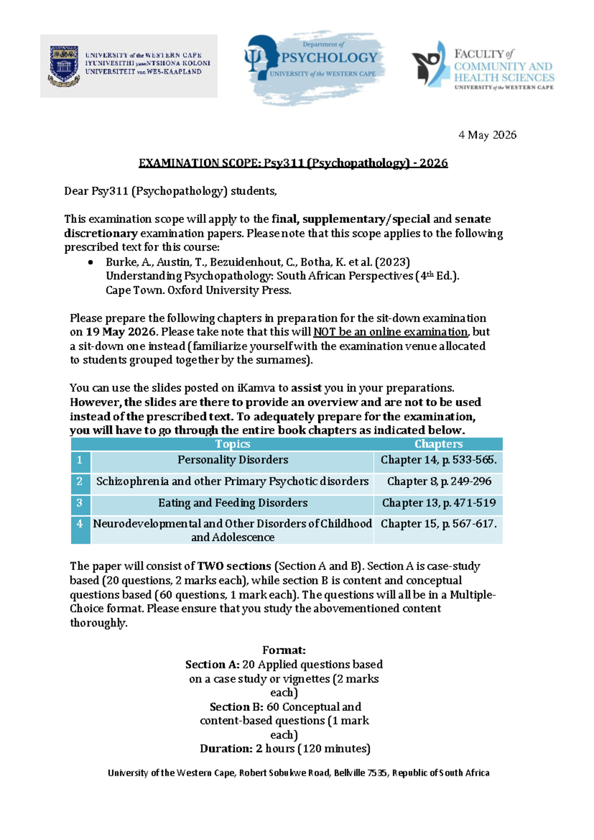Psy311 Final Exam Scope: Psychopathology 2026 Preparation Guide - Studocu