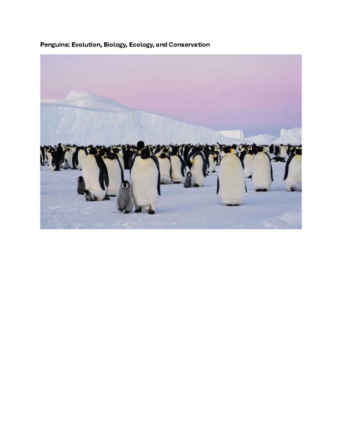 Penguins: Evolution, Ecology, and Conservation Insights (BIO 101) - Studocu
