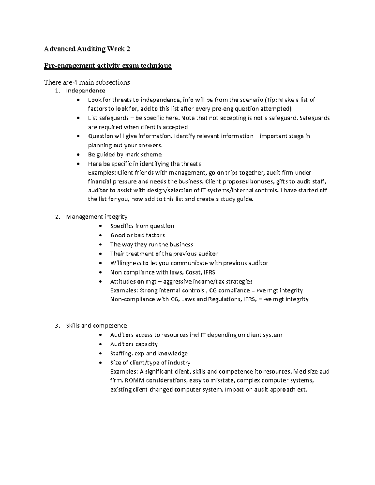 Advanced auditing (AUD 202) Week 2 activity exam techniques guide - Studocu