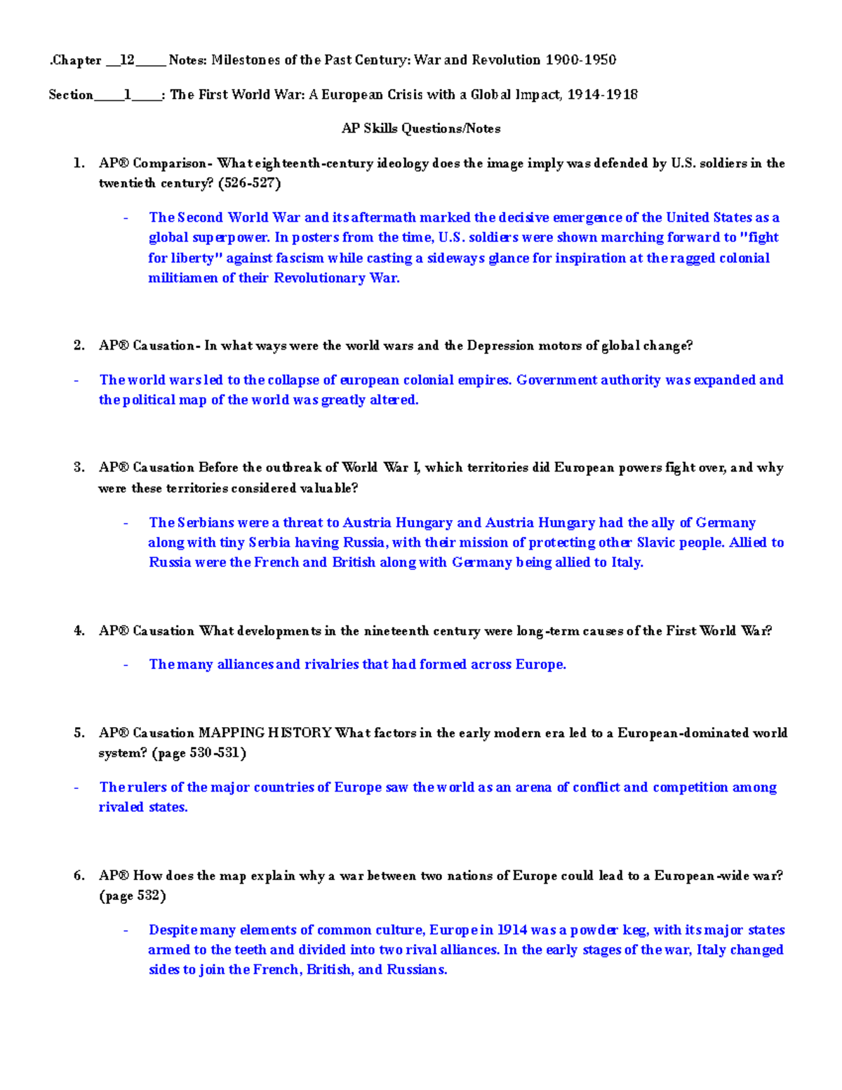 Chapter 12 AP® Notes: War, Revolution, and Global Change (1900-1950 ...