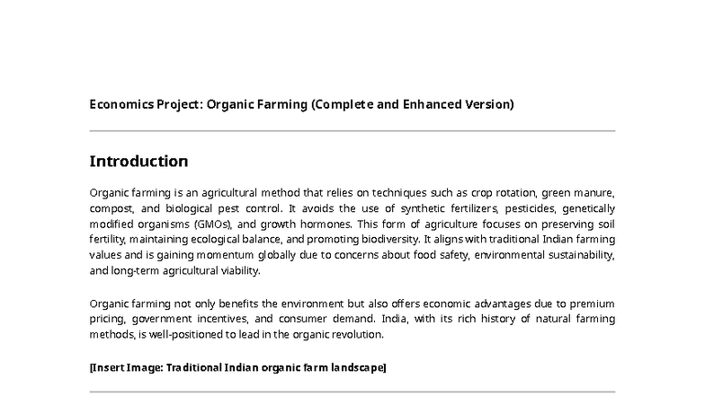Economics Project: Organic Farming (Enhanced Version) - Studocu