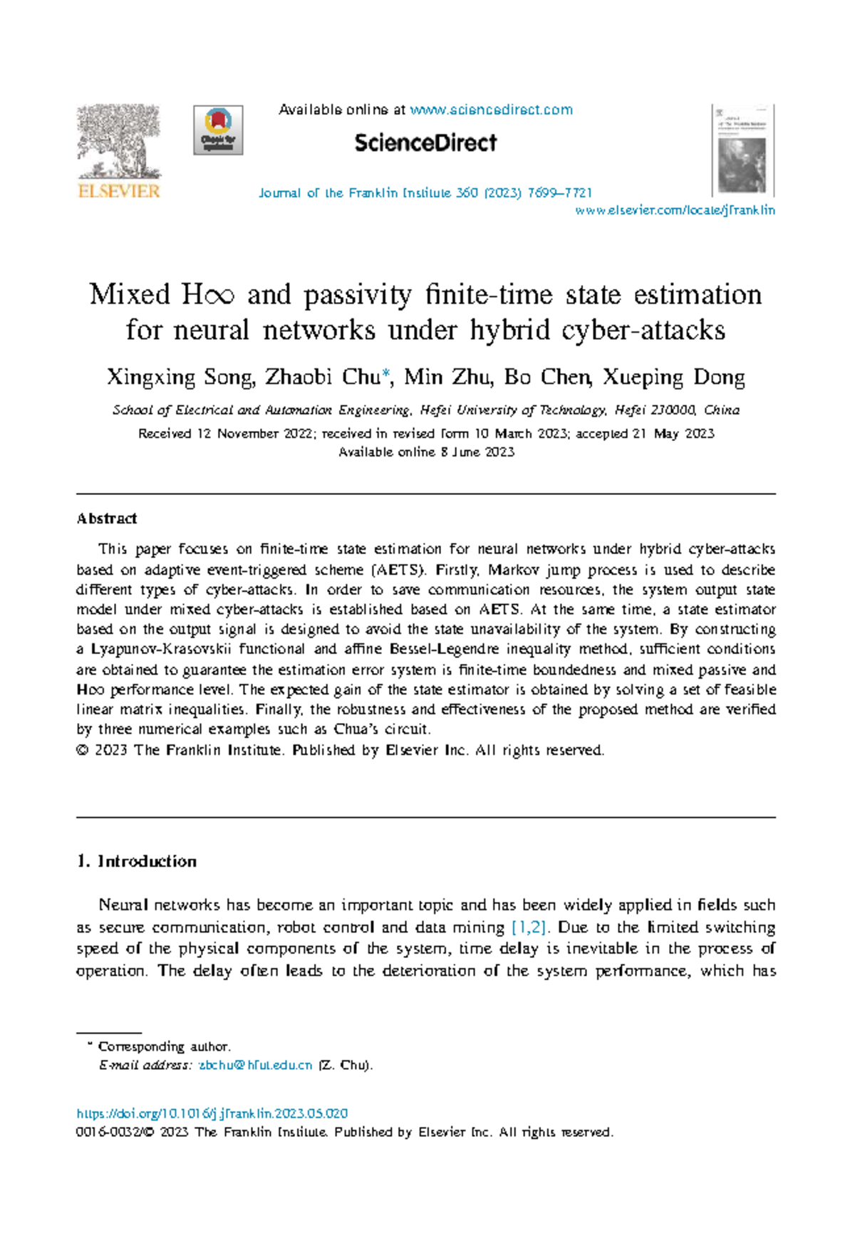 Mixed H and Passivity Finite-Time State Estimation for Neural Networks ...
