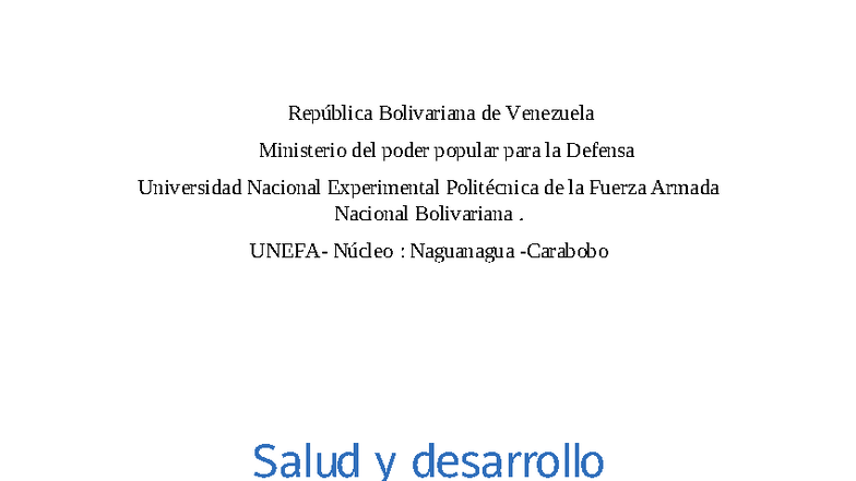 Trabajo de Salud y Desarrollo Socioeconómico - Enfermería D1 - Studocu