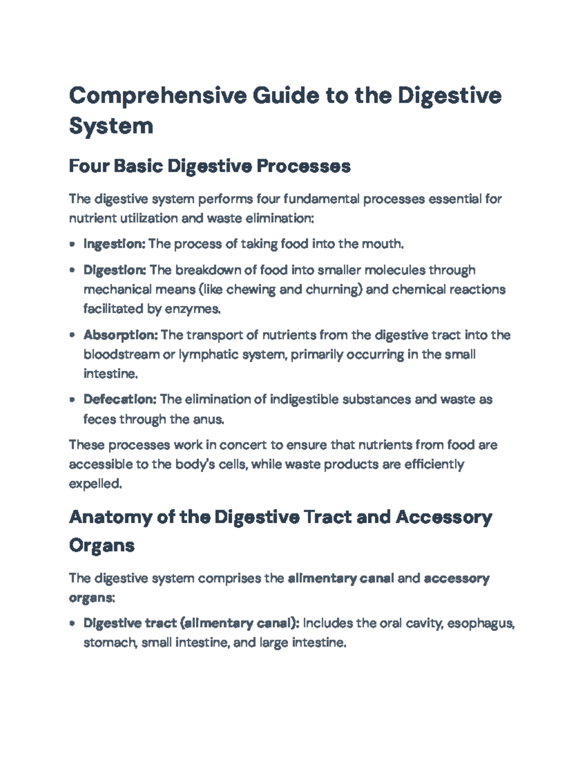 Comprehensive Guide to Digestion: Processes and Anatomy - Studocu