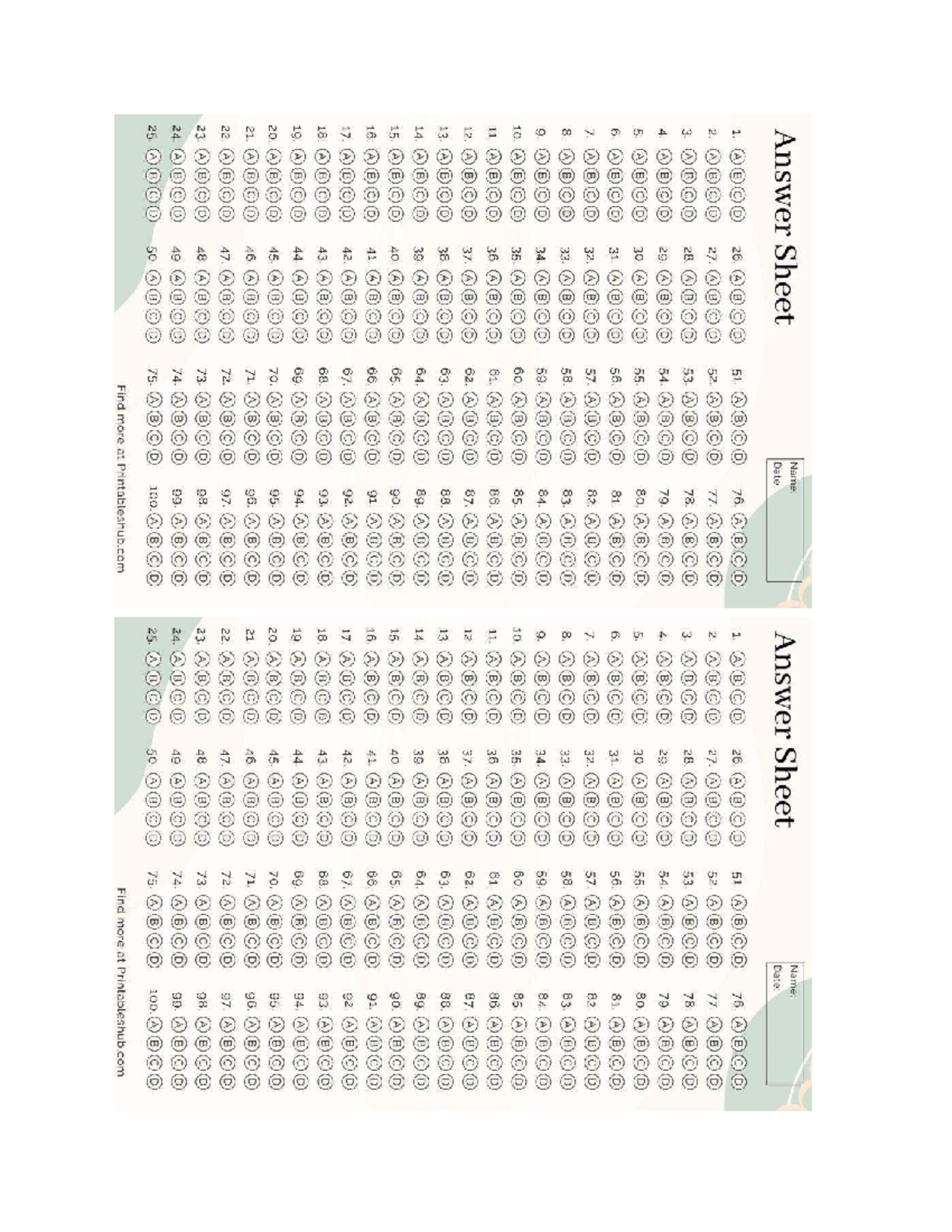 Answer Sheet Template for Exam: AMS 101 - Studocu