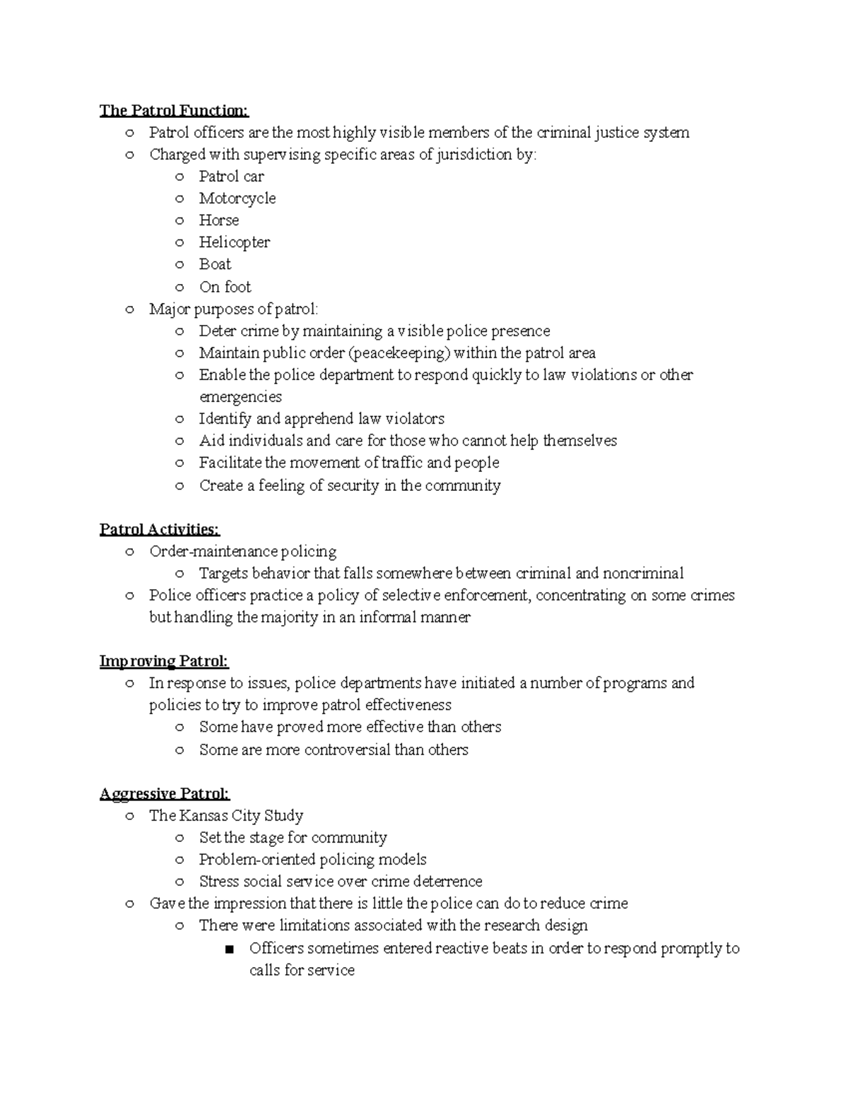 Chapter 6: The Police - Patrol Functions, Roles, and Organization - Studocu