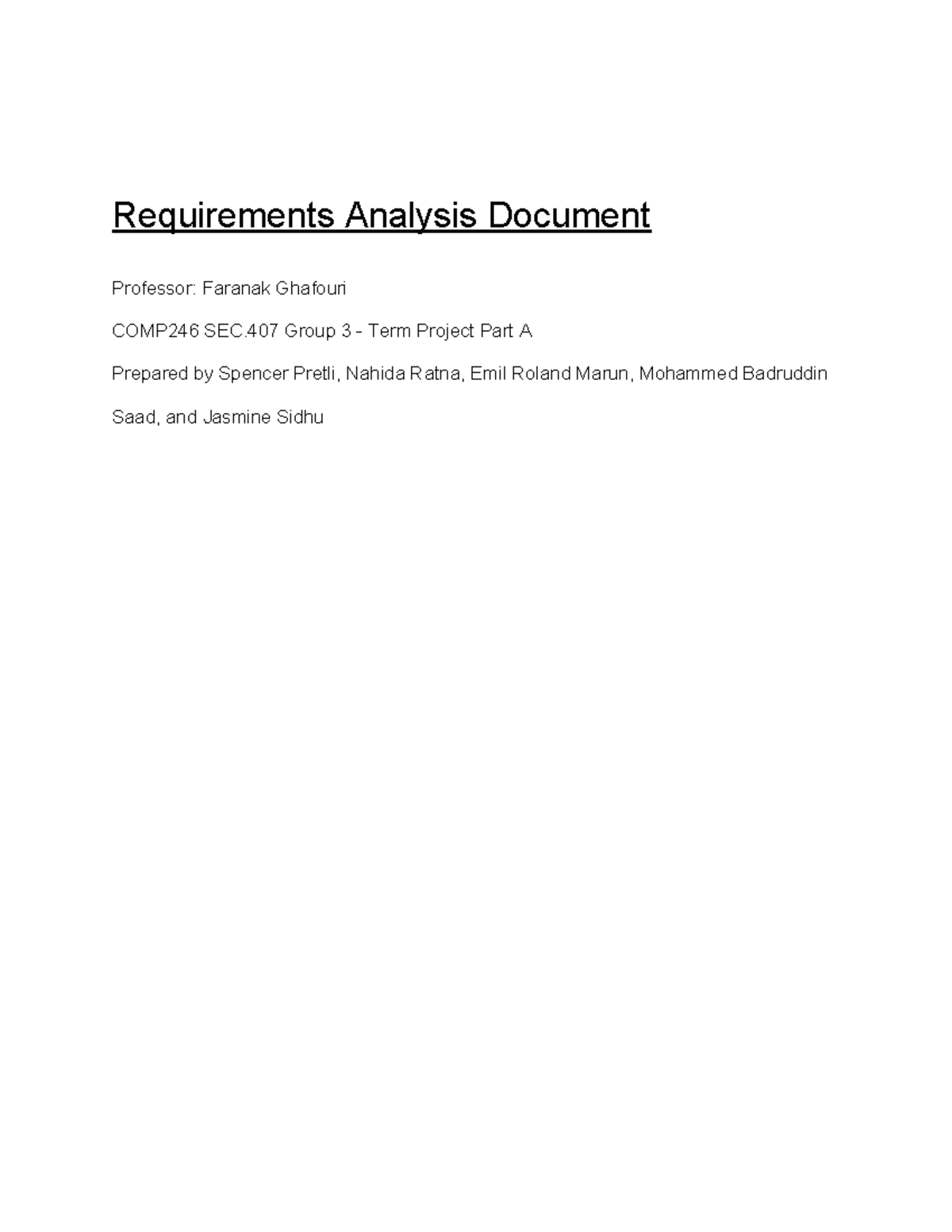 COMP 246 - Group 3 Term Project Part A: Requirements Analysis Document ...